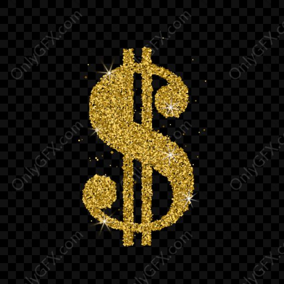 Dollar Sign Gold Glitter (PNG Transparent) | OnlyGFX.com