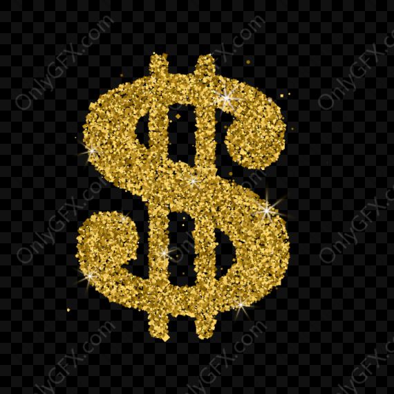 Dollar Sign Gold Glitter (PNG Transparent) | OnlyGFX.com